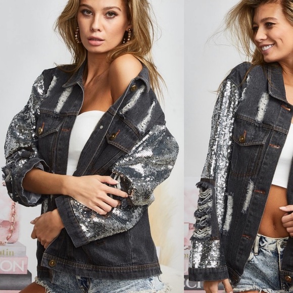 Jackets & Coats | Sassy Seqn Sleeve Coal Denim Jacket | Poshmark